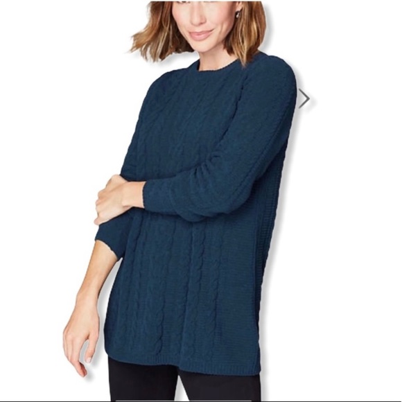 J. Jill | Sweaters | J Jill Blue Cable Knit Chenille Sweater Tunic ...